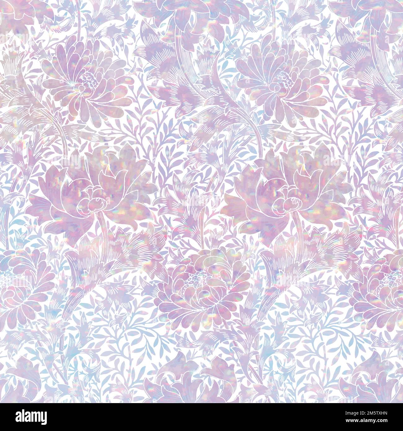 Vintage holographic flora vector pattern remix from artwork by William ...