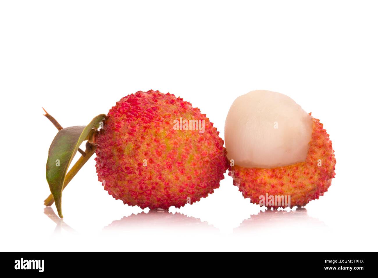 Fresh lychees isolated on white background Stock Photo - Alamy