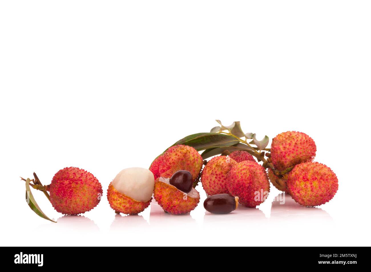 Fresh lychees isolated on white background Stock Photo - Alamy