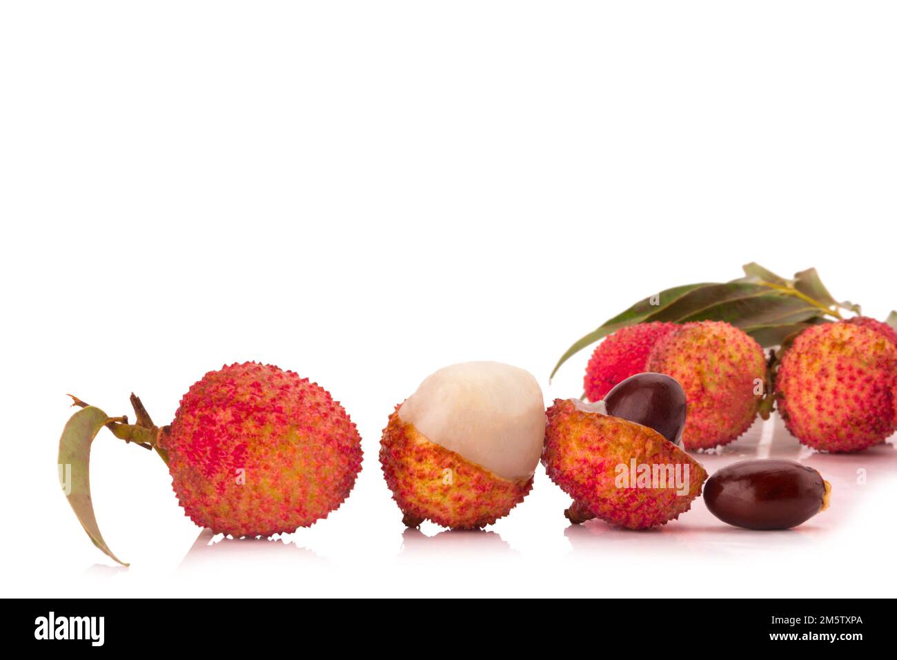 Fresh lychees isolated on white background Stock Photo - Alamy