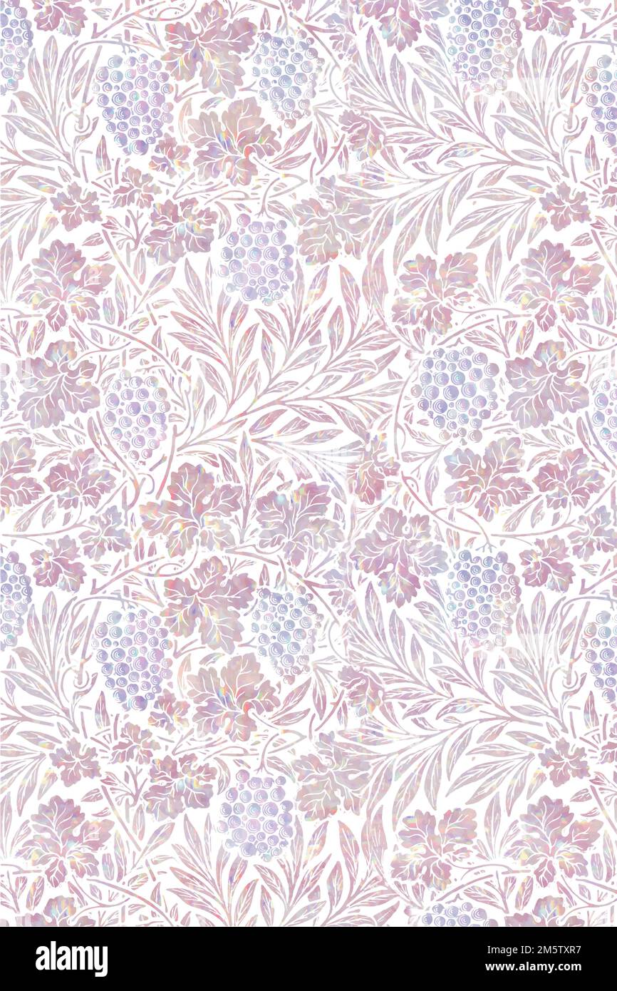 Vintage floral holographic vector pattern remix from artwork by William ...
