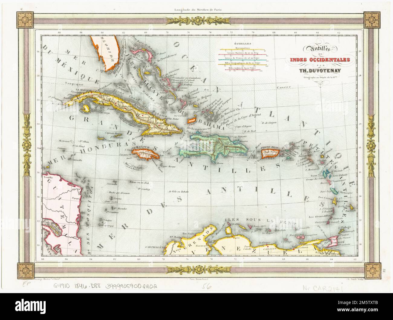 Antilles ou Indes Occidentales. Relief shown by hachures. "Ch. Smith ...