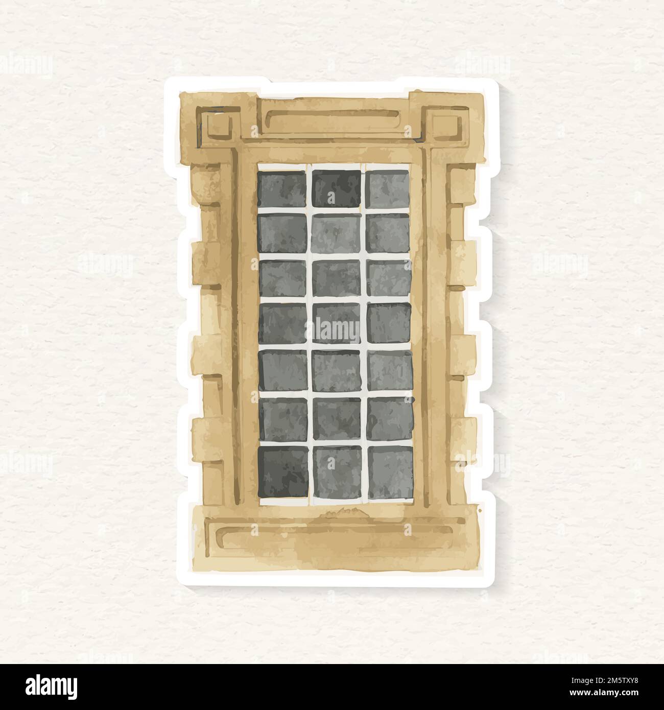 Vector vintage watercolor illustration European window architecture ...
