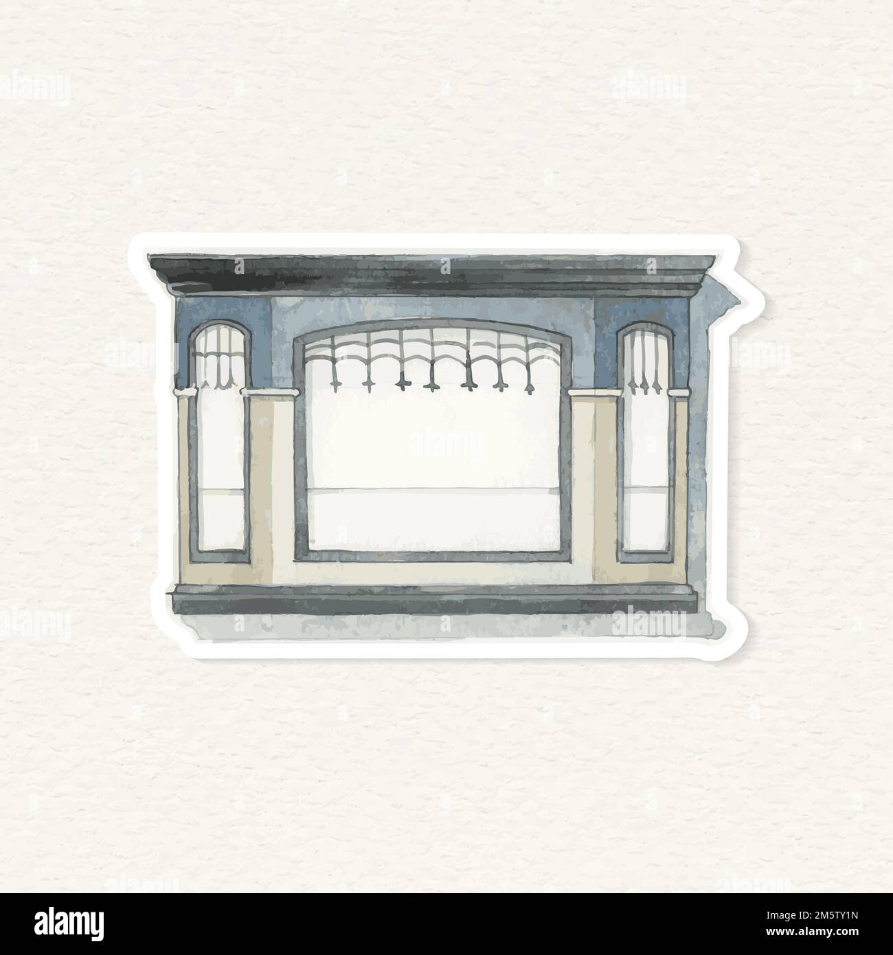 Vector vintage hand drawn watercolor clipart European window ...