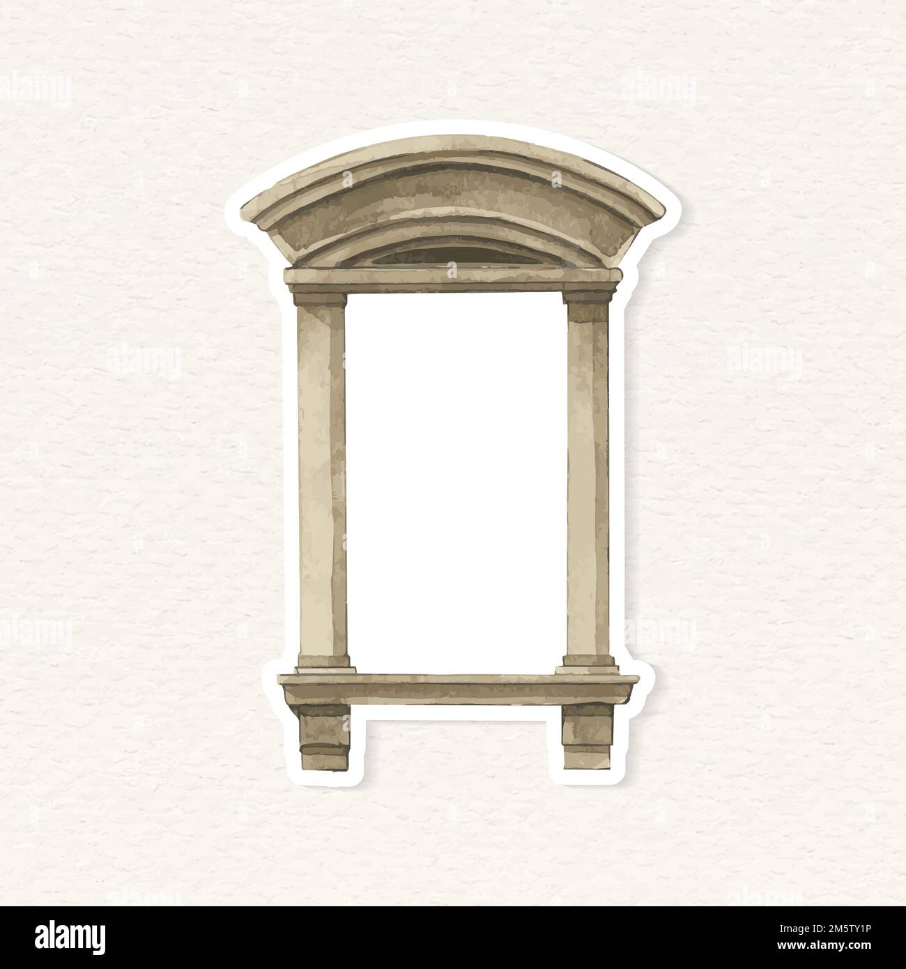 Vector vintage watercolor illustration European window architecture ...