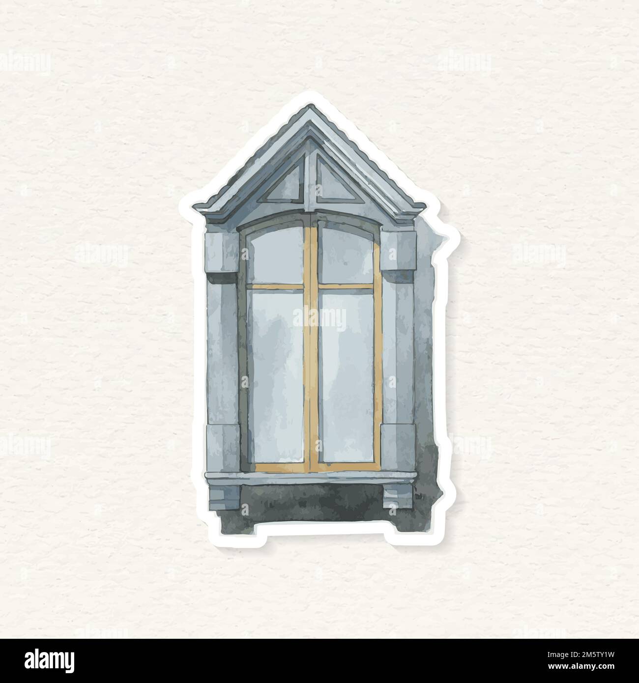 Vector watercolor vintage European window architectural painting Stock ...