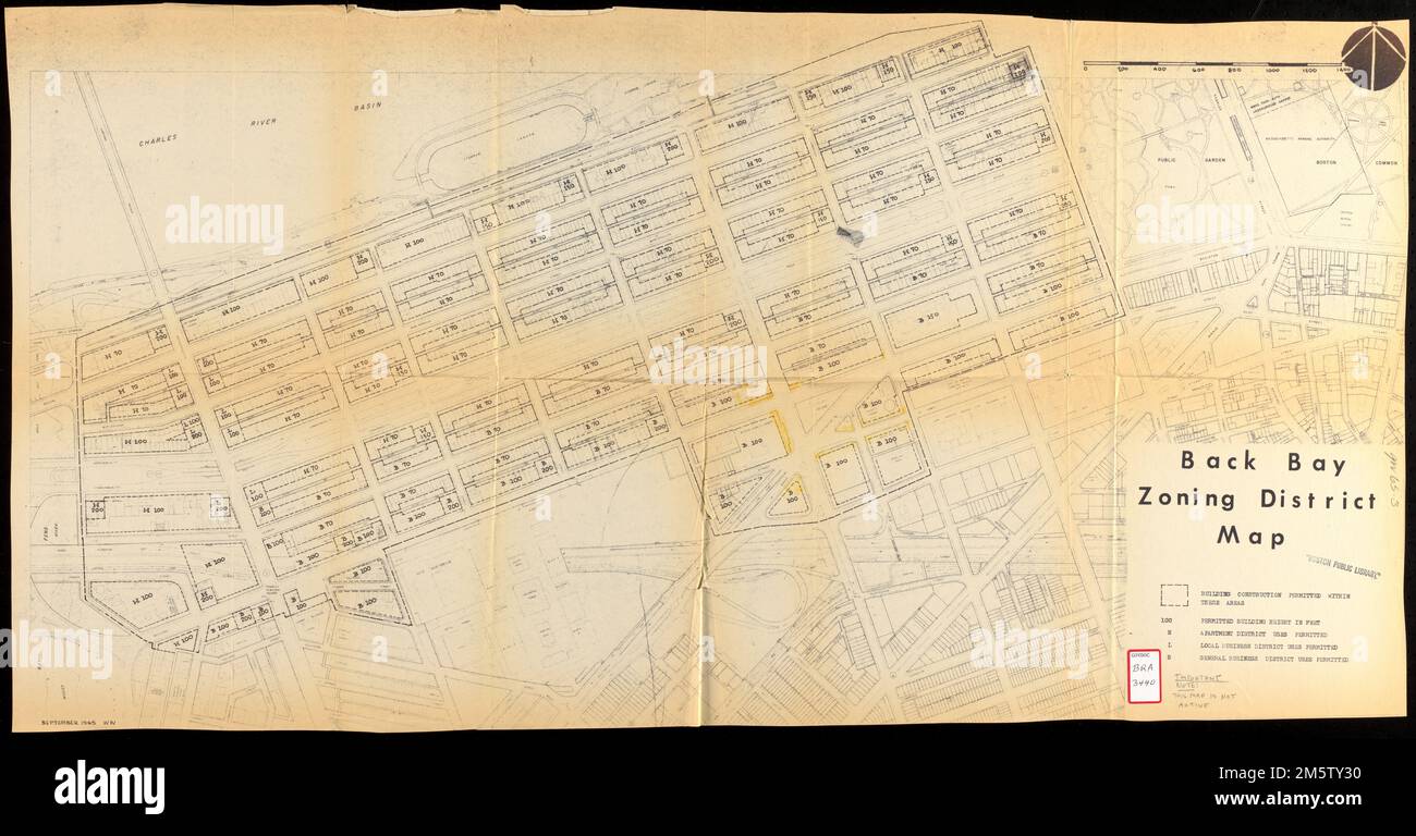 Back Bay zoning district map.. Map of Back Bay depicting areas in which ...