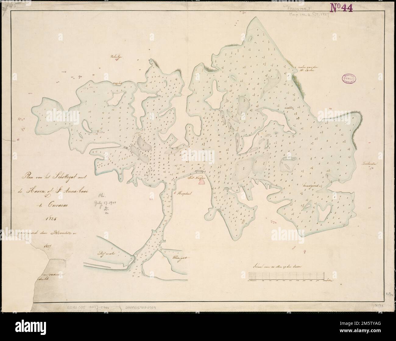 Plan van het Schottegat met de haven, of St. Anna-baai, te Curaçao ...