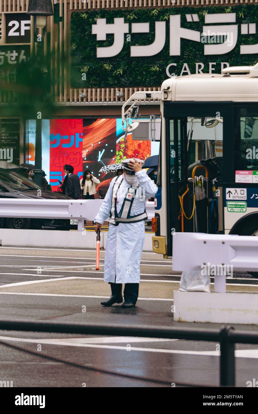 Traffic officer on duty in Shibuya, Tokyo Stock Photo - Alamy
