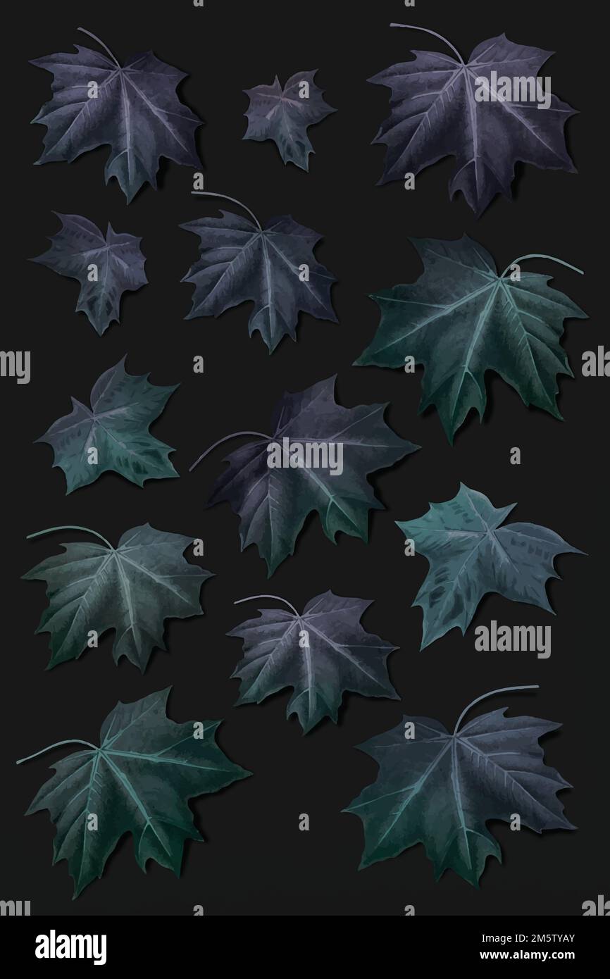 Hand drawn purplish green maple leaf collection vector Stock Vector Image & Art - Alamy
