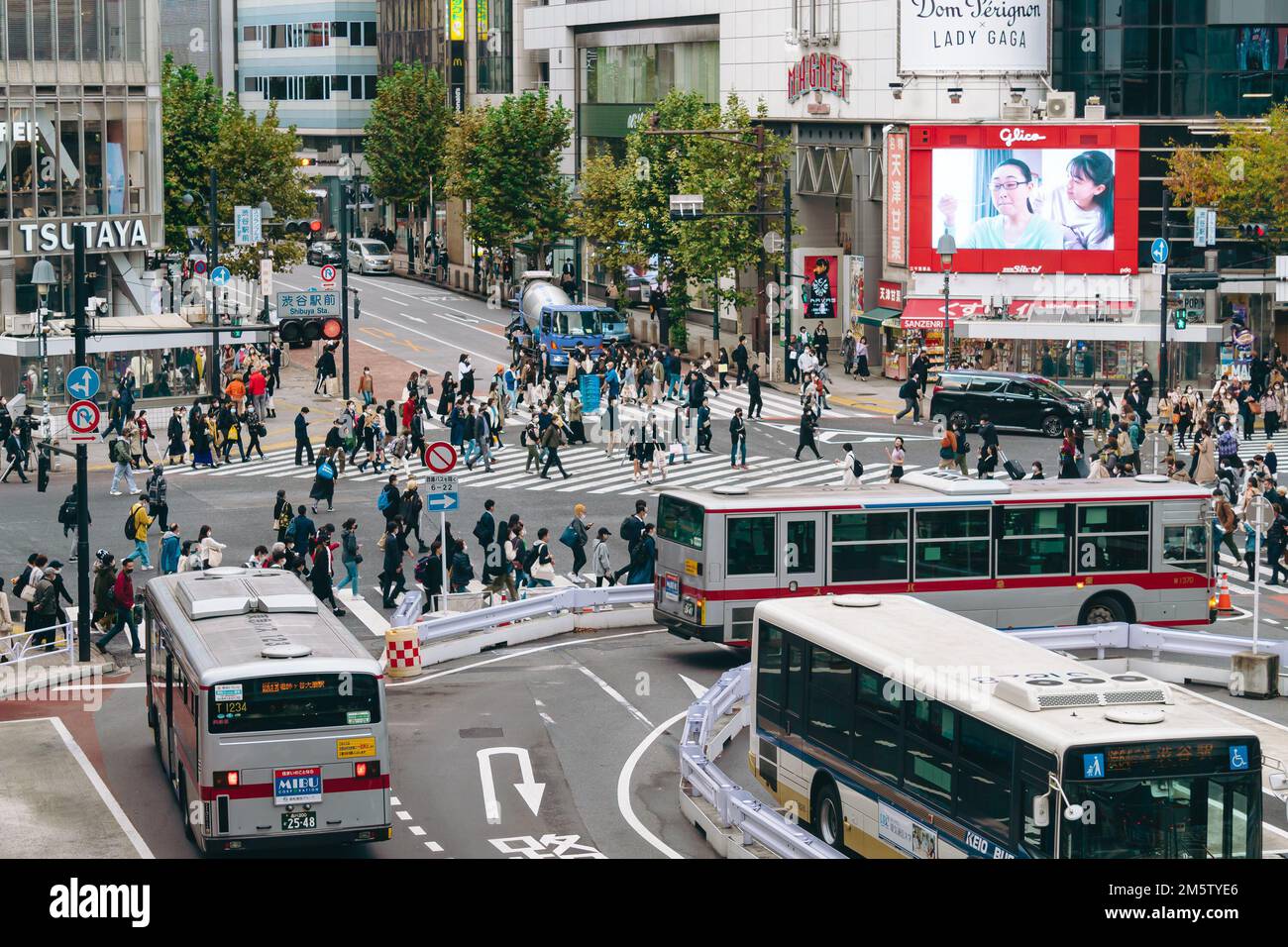 Large crowd of pedestrian crossing the Shibuya scamble crossing Stock ...