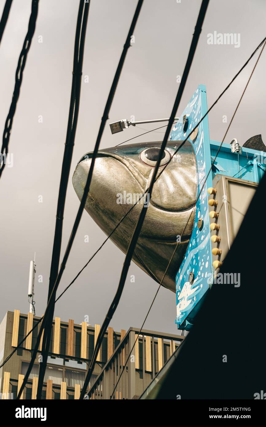 Fish head sculpture above Tsukiji Market Stock Photo - Alamy