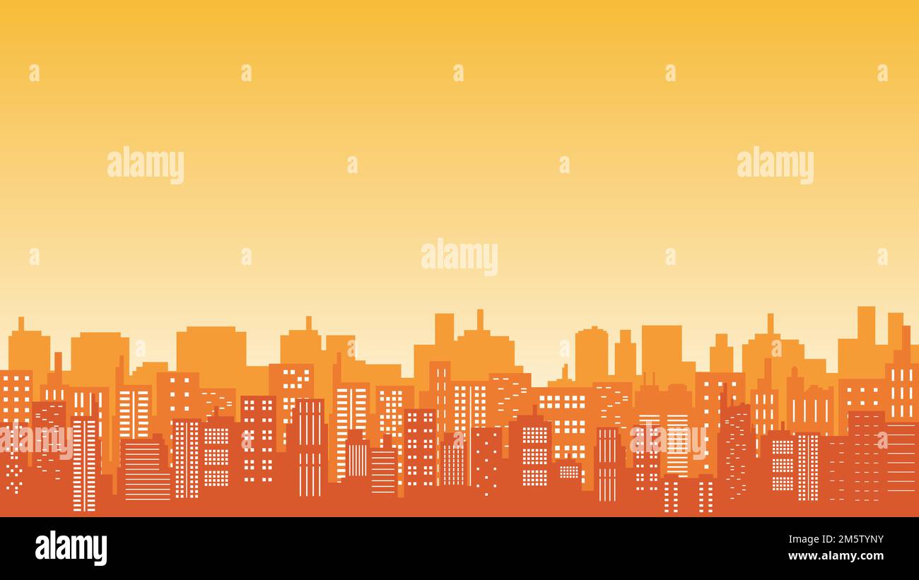 City panorama in the morning with many tall buildings and offices with ...