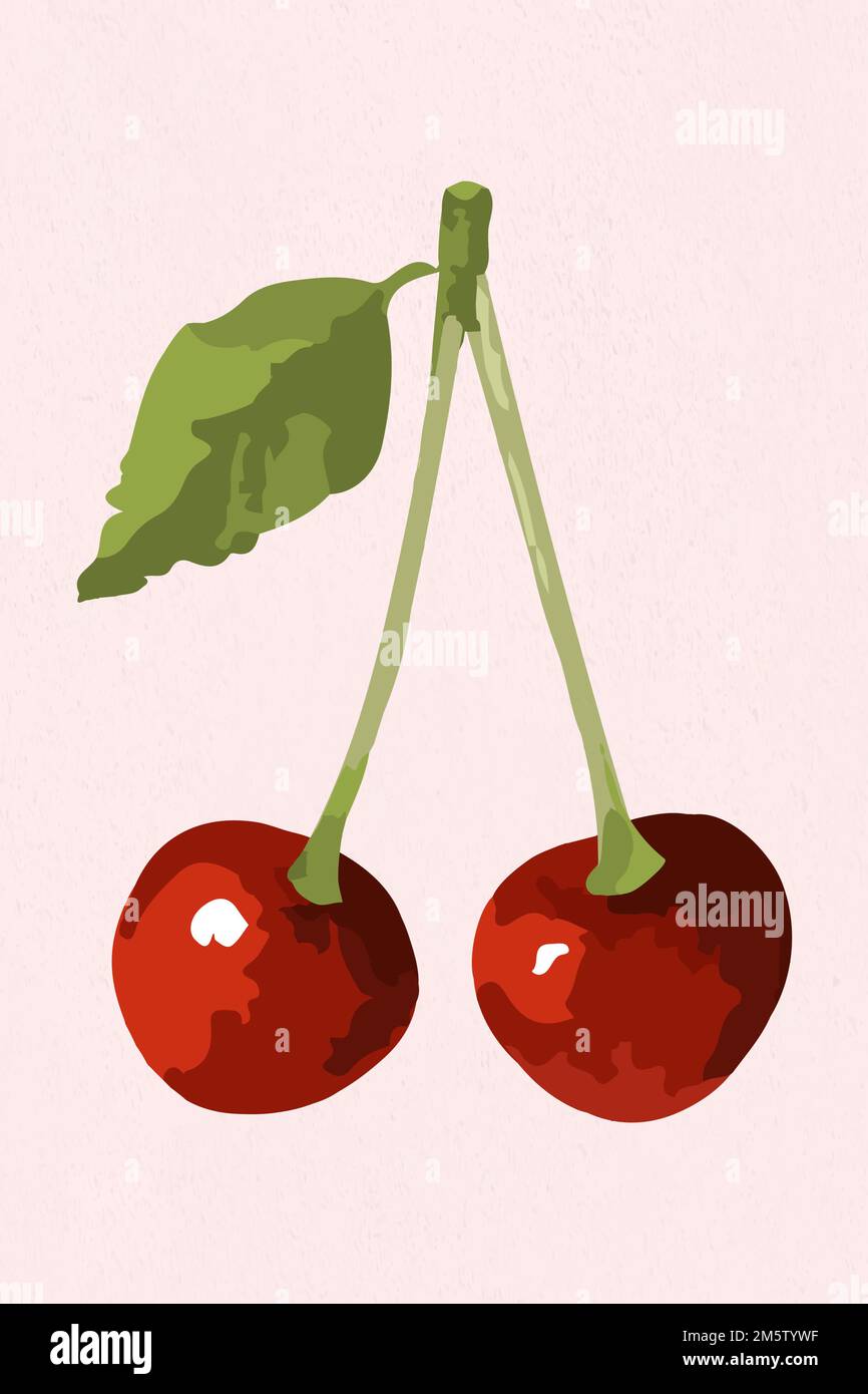 Vectorized red cherries sticker overlay design resource Stock Vector ...
