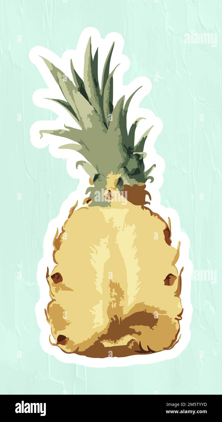 Vectorized pineapple sticker with white border design resource Stock ...