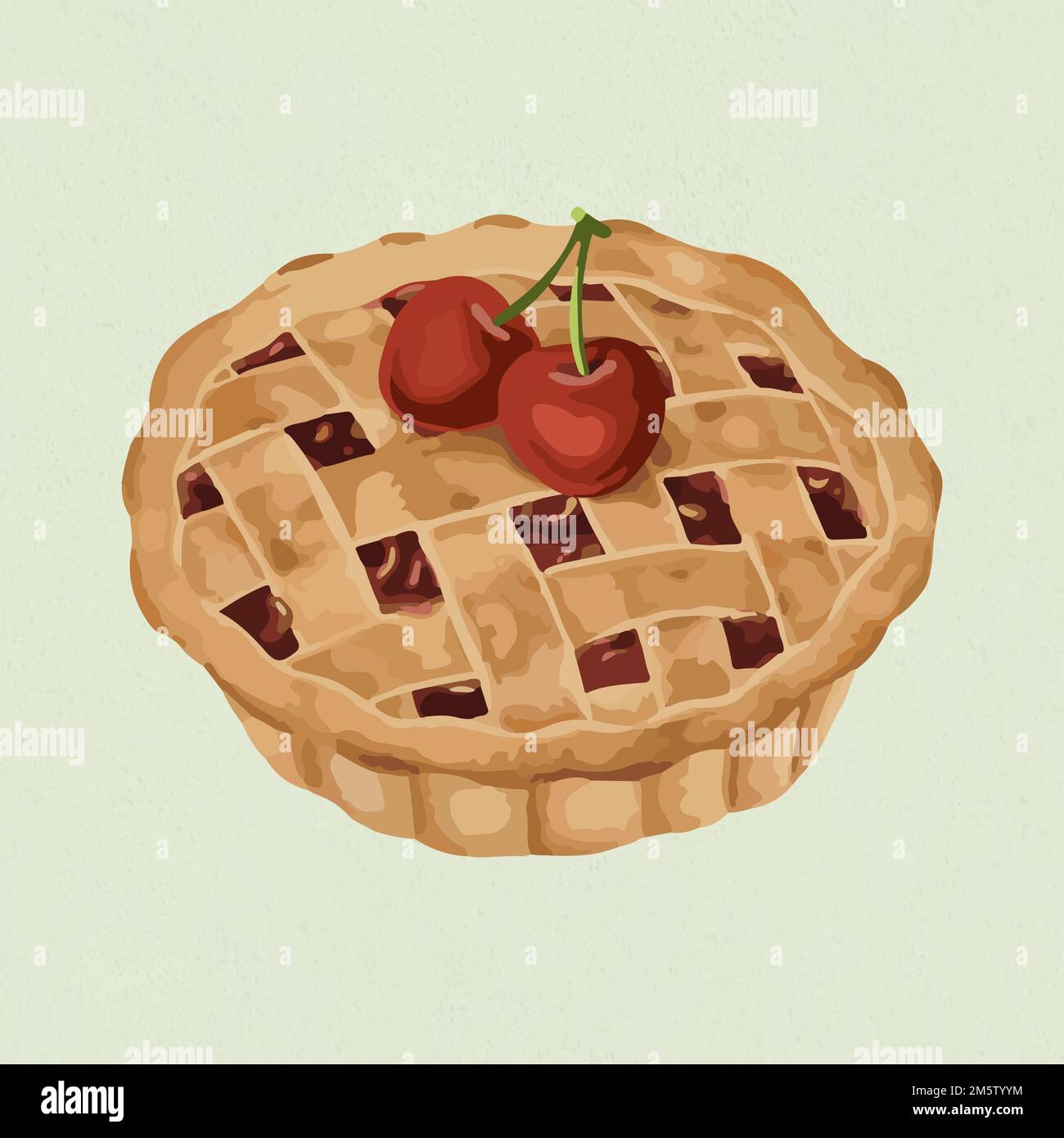 Hand drawn vectorized cherry pie sticker design resource Stock Vector ...