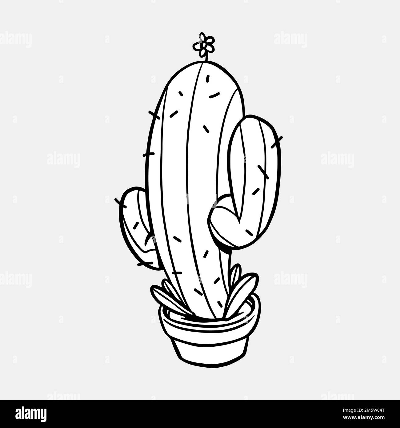 Black and white saguaro cactus design element Stock Vector Image & Art ...