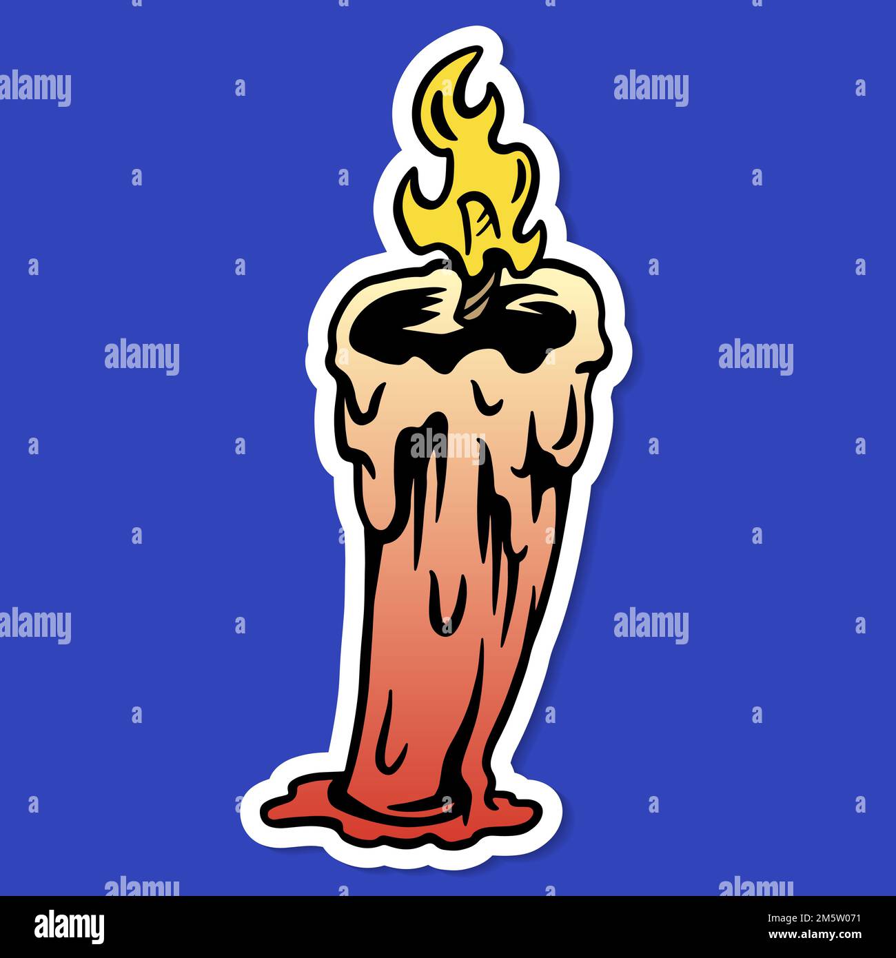 Candle outline sticker on blue background vector Stock Vector Image ...