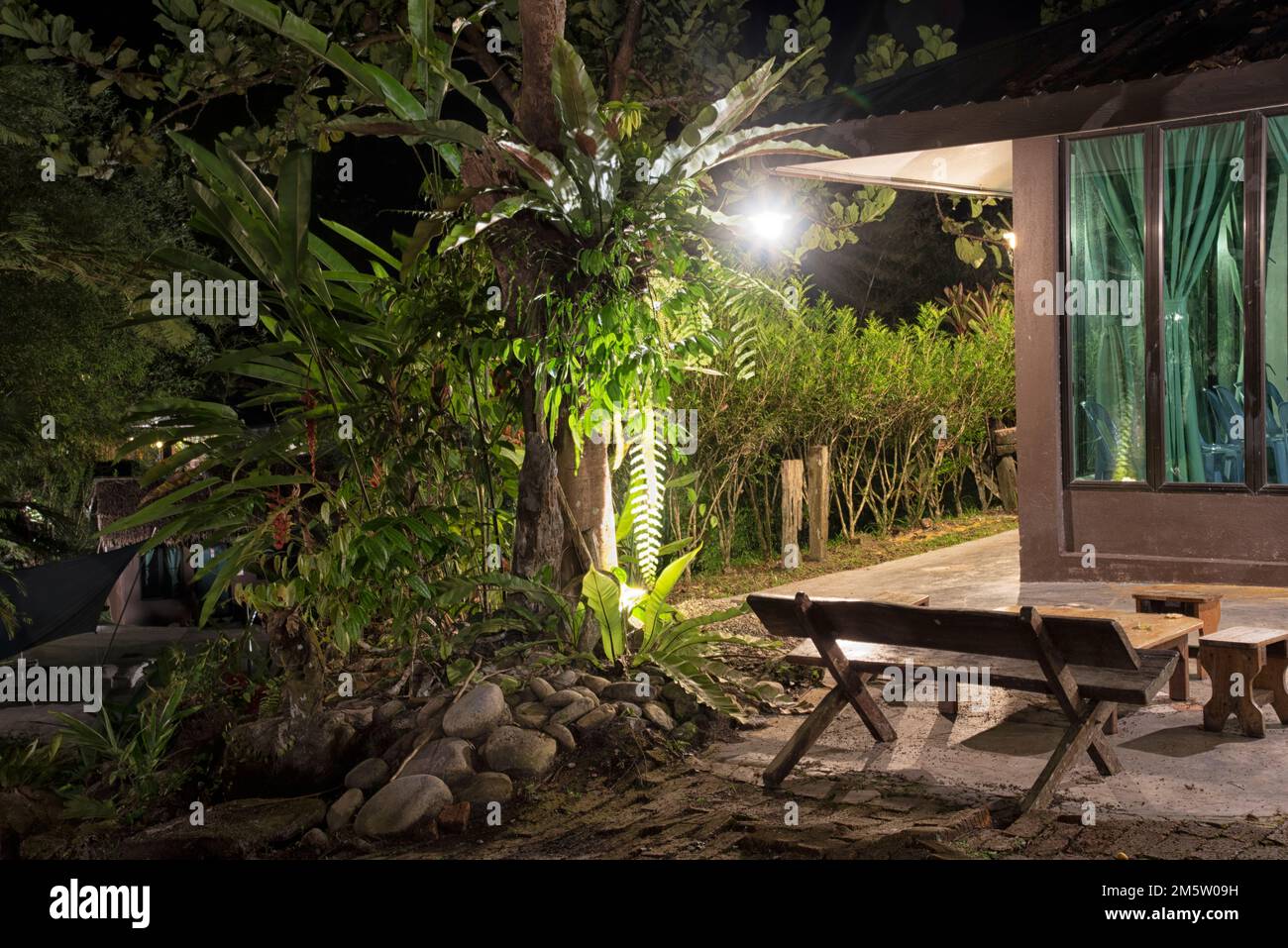 Perak, Malaysia. September 30,2022: Night scene along the lamppost ...