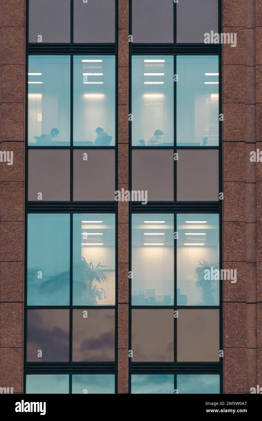 Japanese corporate employees working in office buildings Stock Photo ...