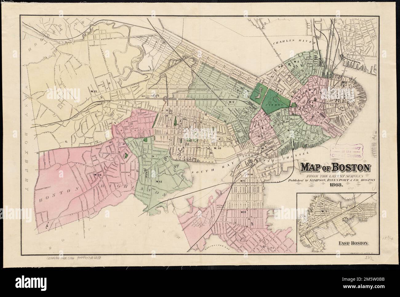 Map of Boston from the latest surveys. Relief shown by hachures. "J ...