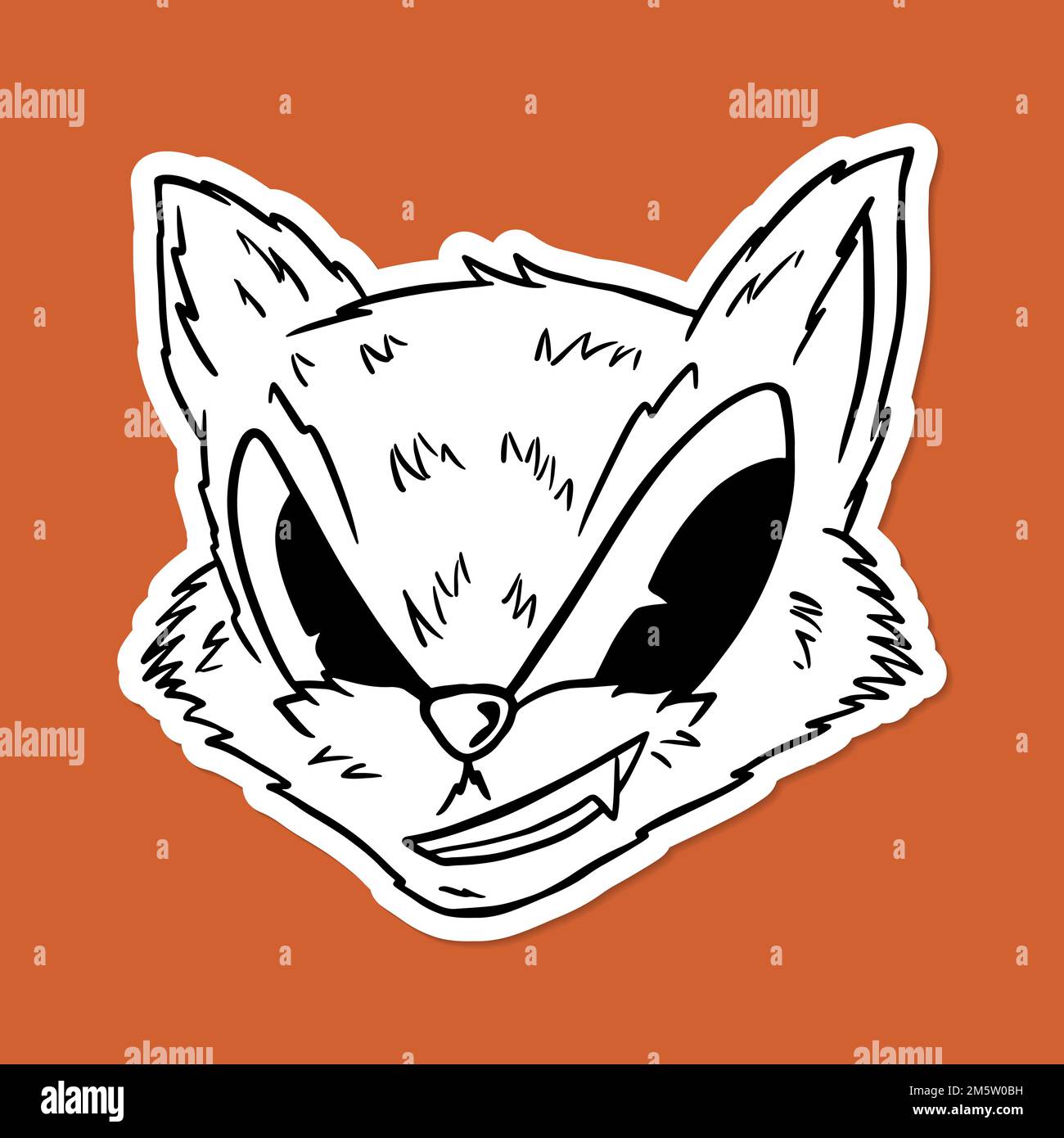 Cunning fox outline sticker overlay with a white border design resource ...