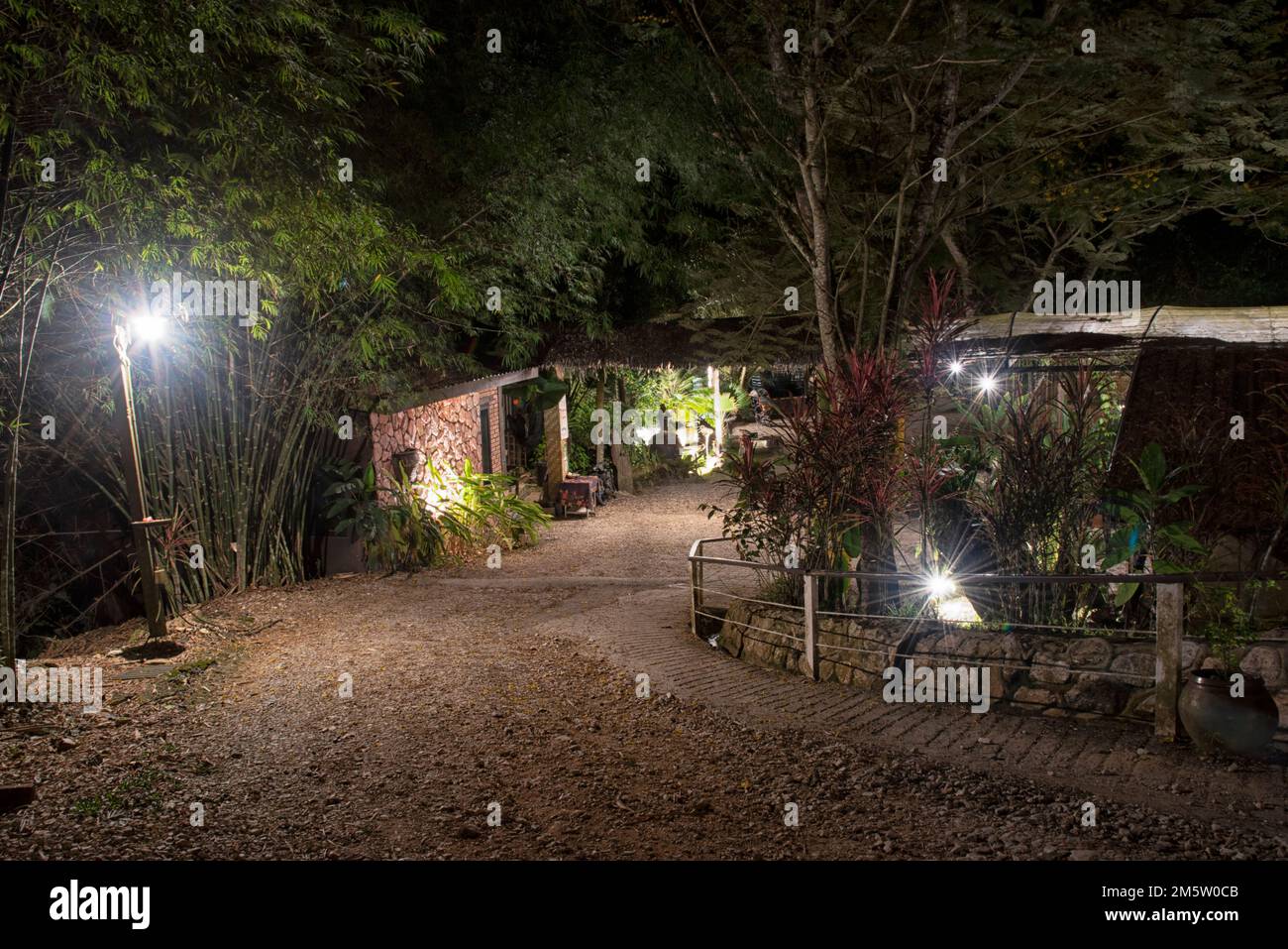 Perak, Malaysia. September 30,2022: Night scene along the lamppost ...