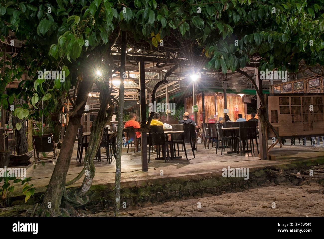 Perak, Malaysia. September 30,2022: Night scene along the lamppost ...