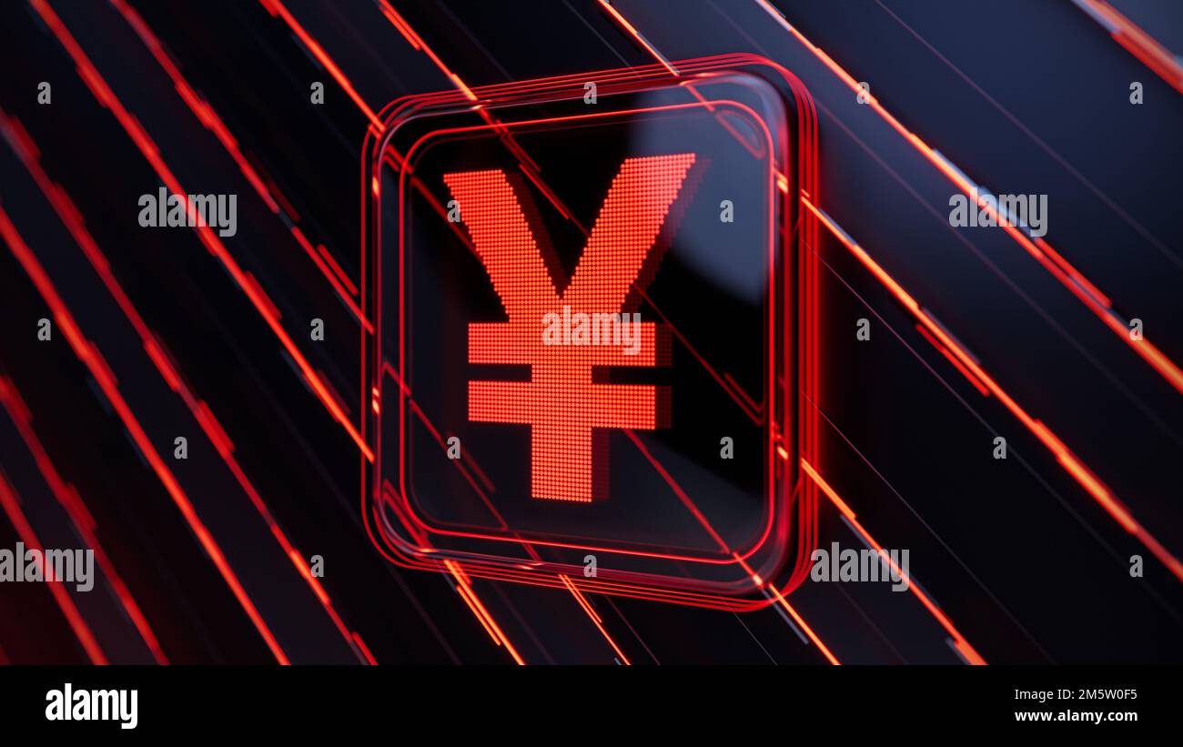 Yen or yuan sign. Currency icon. Money. Exchange rate display board. 3d ...