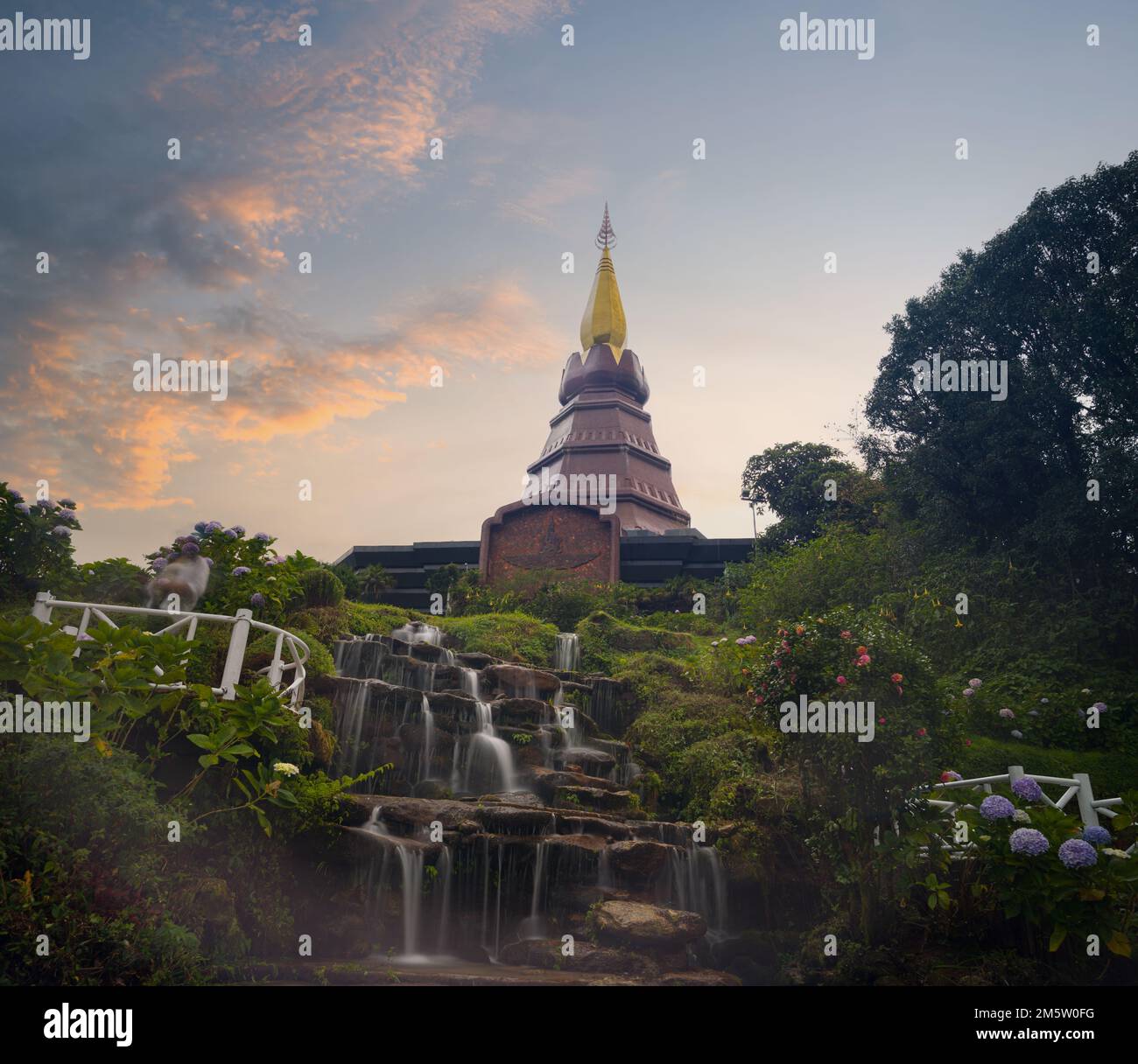 Famous Doi Inthanon national park. Pagoda view at the Inthanon mountain ...