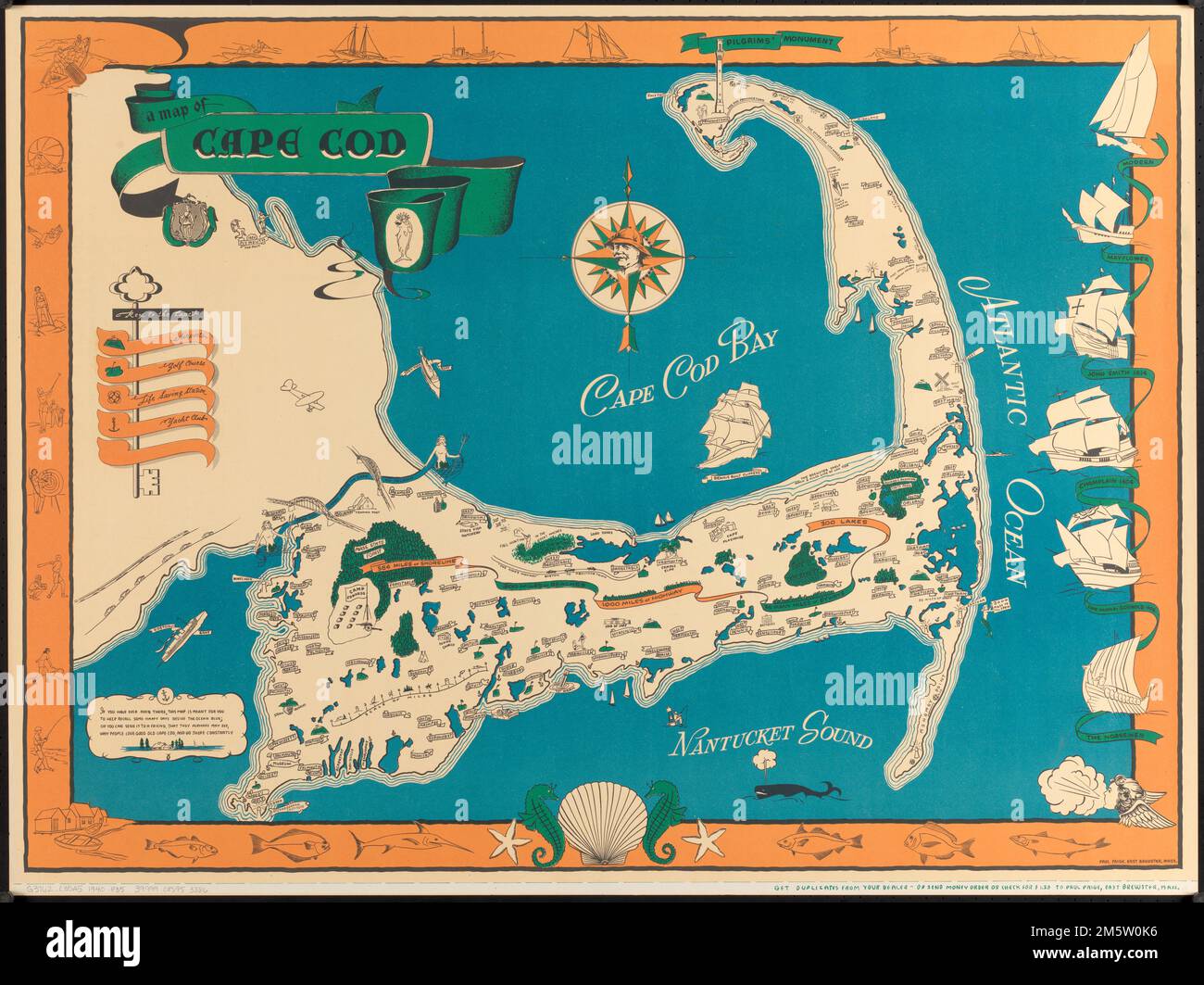 A map of Cape Cod. Pictorial map. Indicates airports, golf courses ...