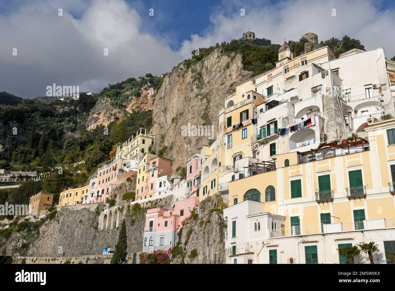 Amalfi - houses on the cliff, Italy Stock Photo - Alamy