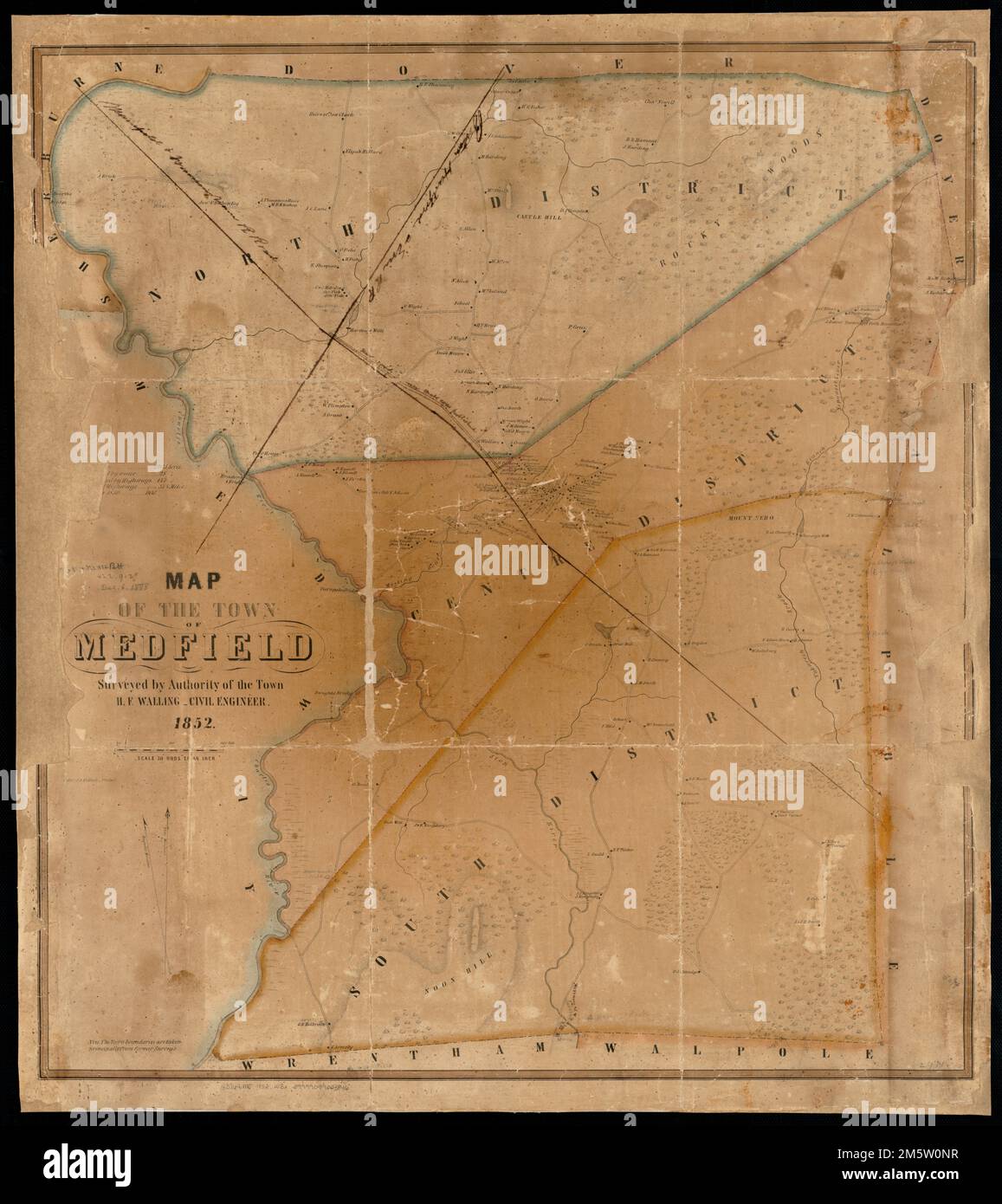 Map of the town of Medfield. Relief shown by hachures ...