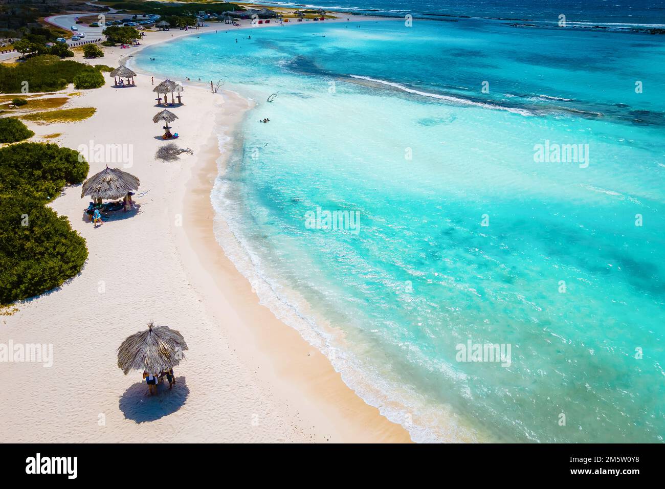 Baby Beach and coast on Aruba, Caribbean, white beach with blue ocean ...