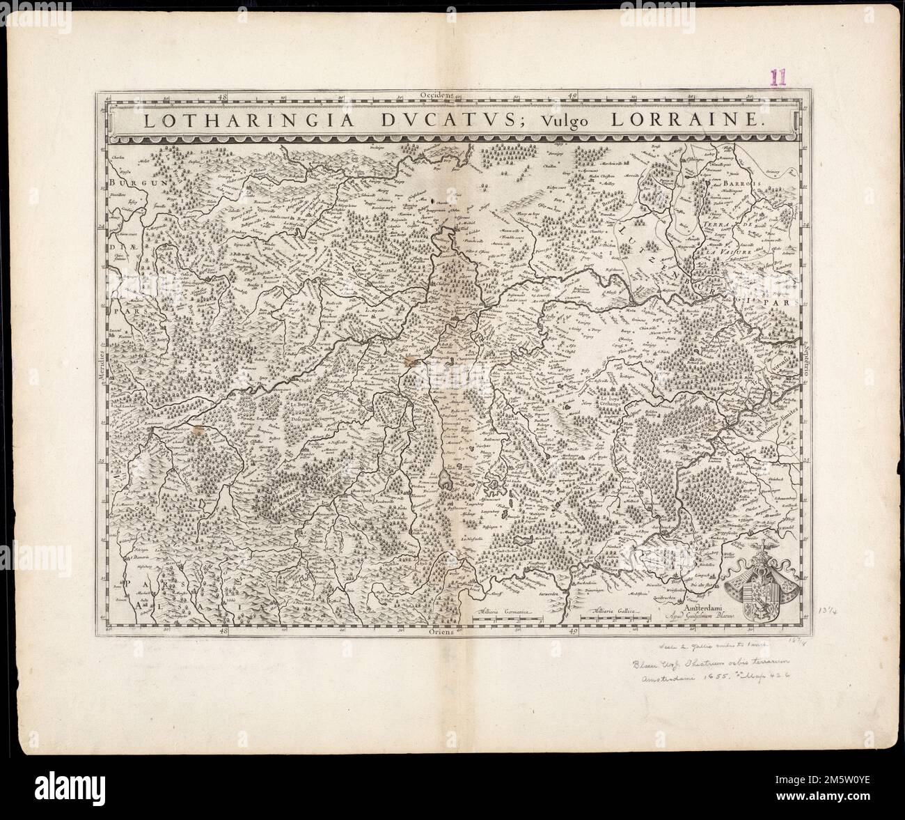 Lotharingia Ducatus, vulgo Lorraine. Map of the region of Lorraine in ...