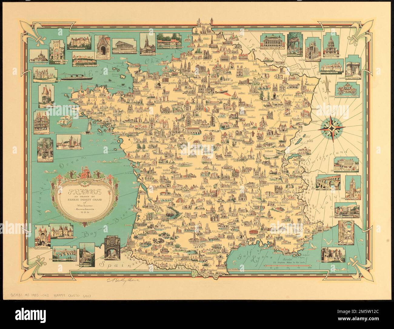 France. Relief shown pictorially. Pictorial map. Includes illustrations ...