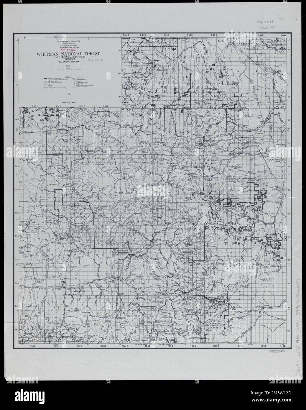 Whitman National Forest, Blue Mountains Division, Oregon. Relief shown ...