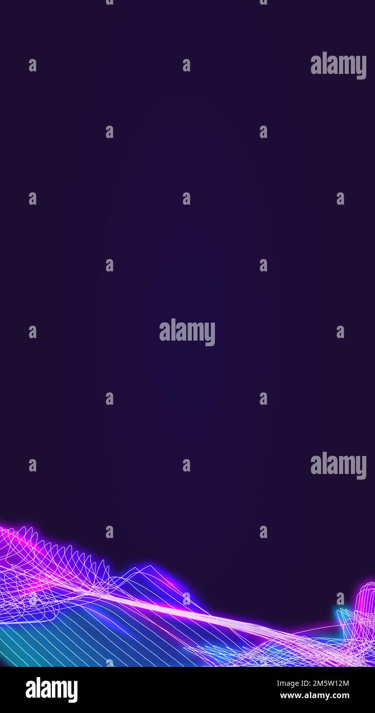 Neon synthwave border on a dark purple social story template vector ...