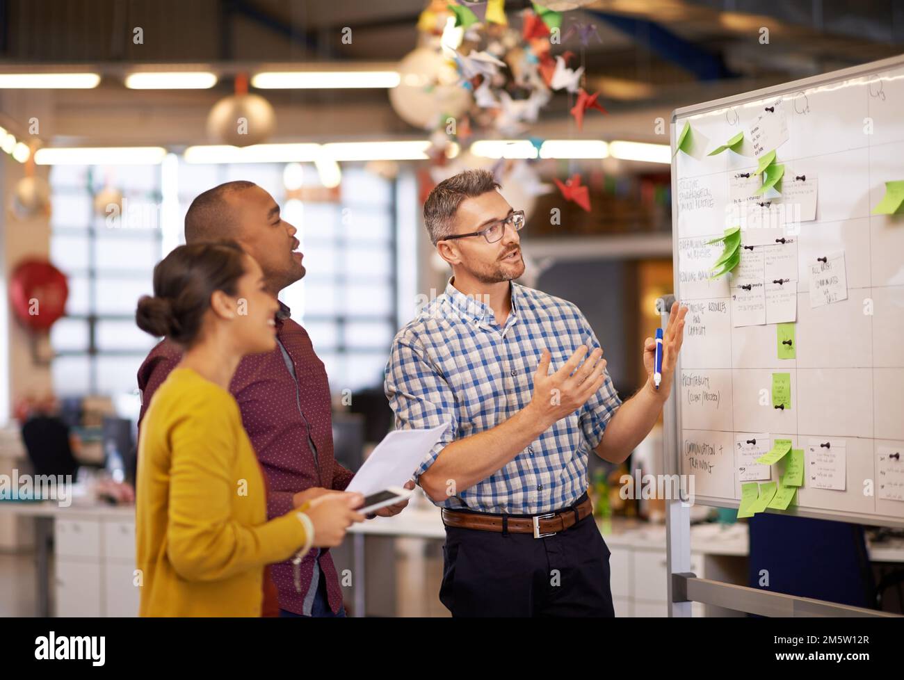 Planning out our ideas is great for business. a group of coworkers ...