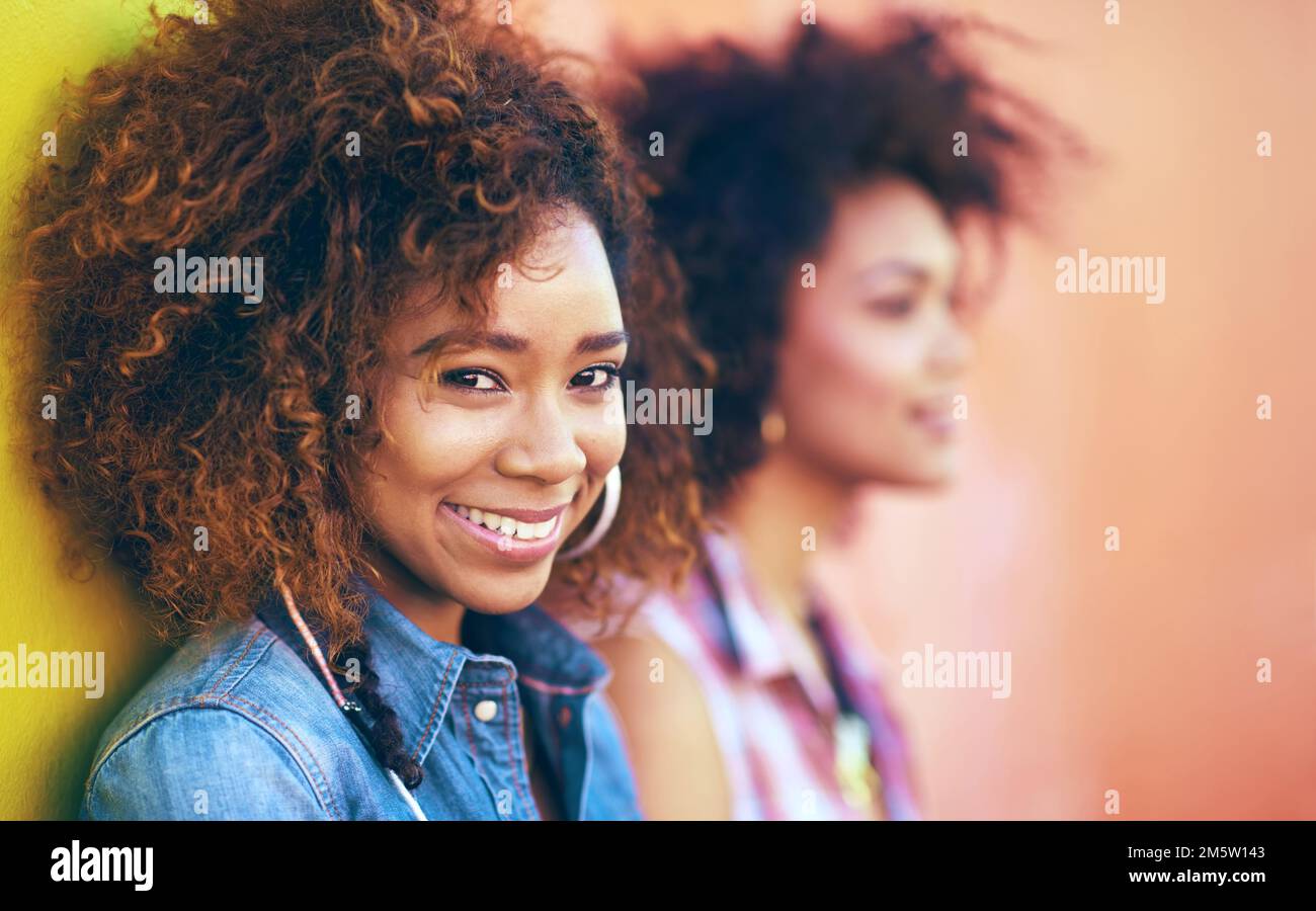Happiness is hanging out with a friend. Portrait of an attractive young ...