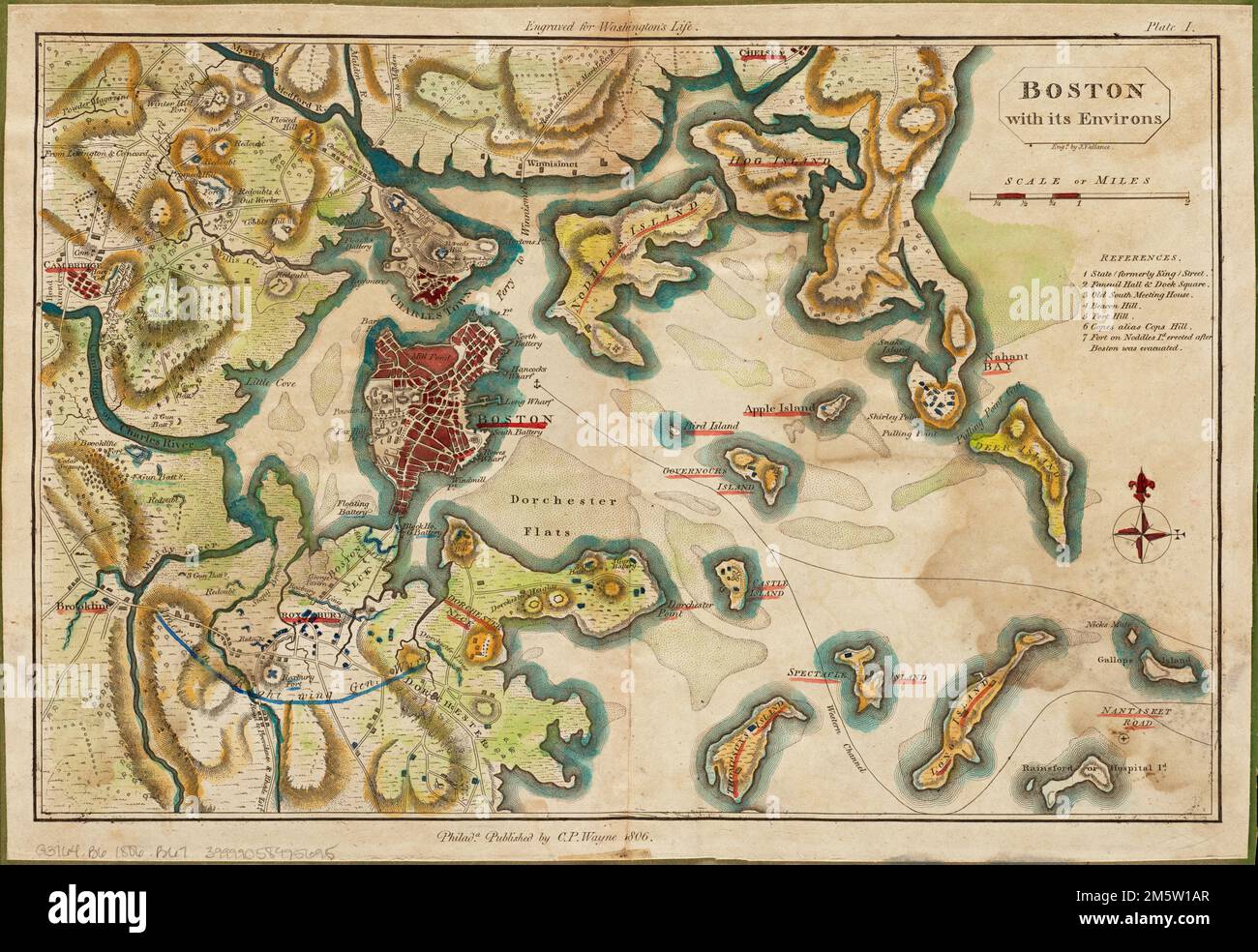 Boston with its environs. Relief shown by hachures. Includes list of ...