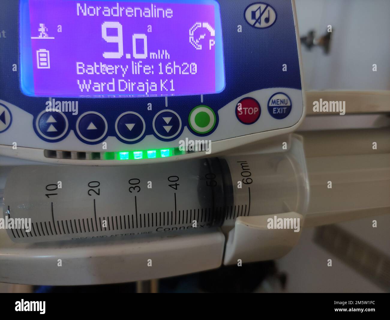 KANGAR, MALAYSIA - AUGUST, 2022: Automatic infusion of noradrenaline ...