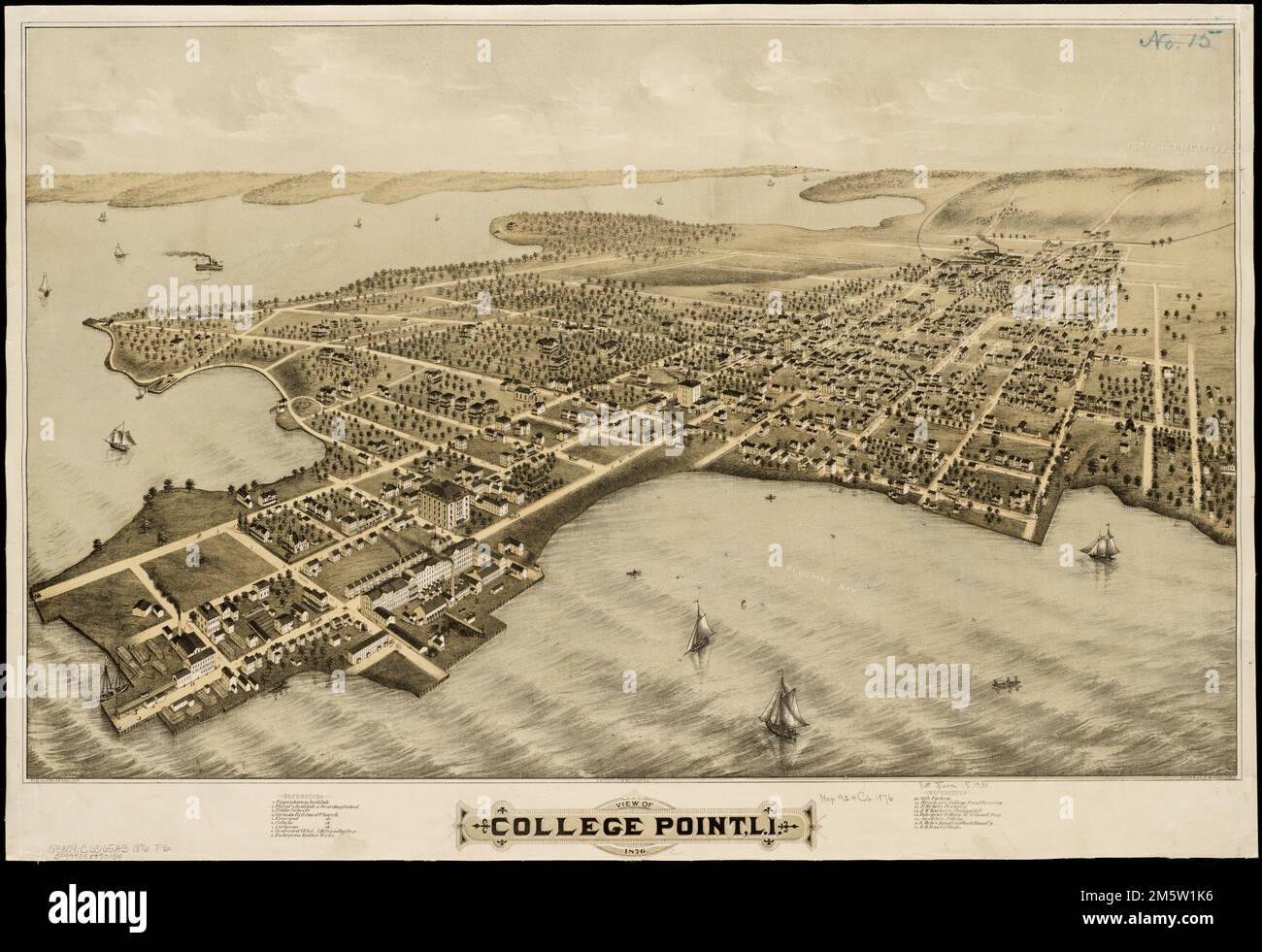 View of College Point, L.I : 1876. Bird's-eye view. Indexed for points ...