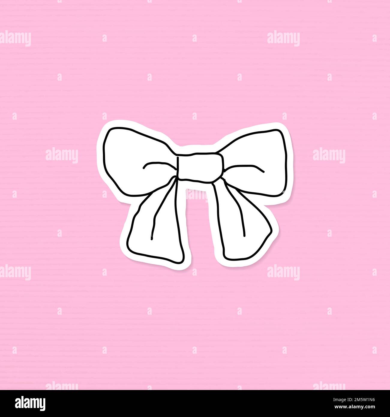 Doodle black and white bow journal sticker with a white border on a ...