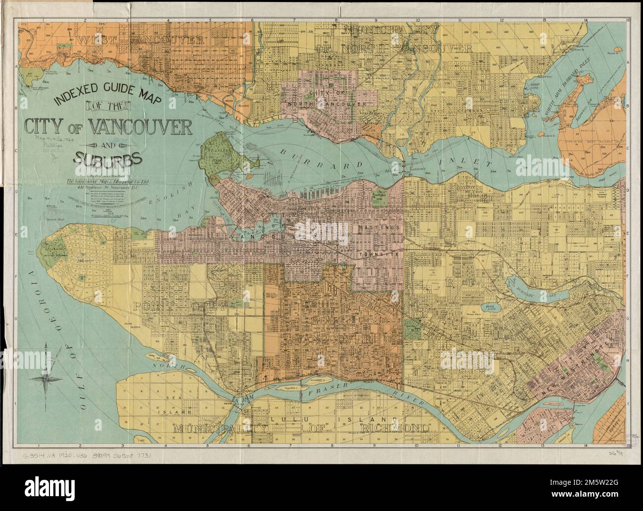 Indexed guide map of the city of Vancouver and suburbs. Area covered ...