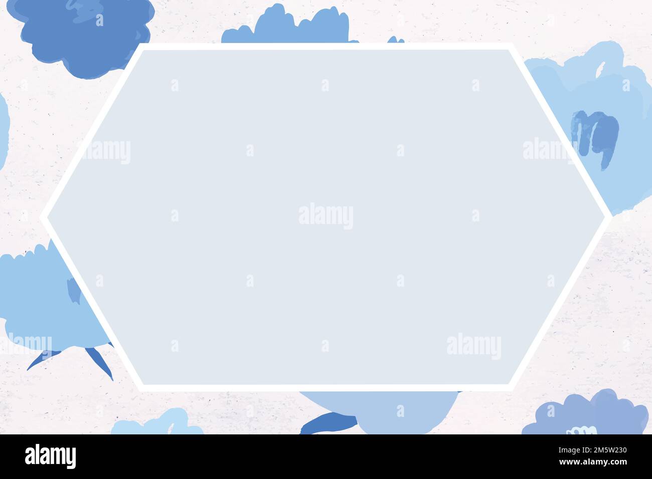Blooming flower hexagonal frame vector botanical illustration Stock ...