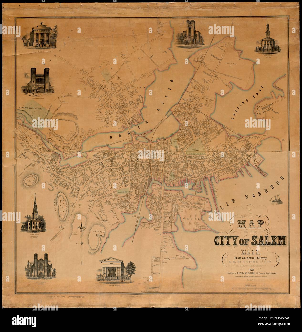 Map of the city of Salem, Mass : from an actual survey. Relief shown by ...