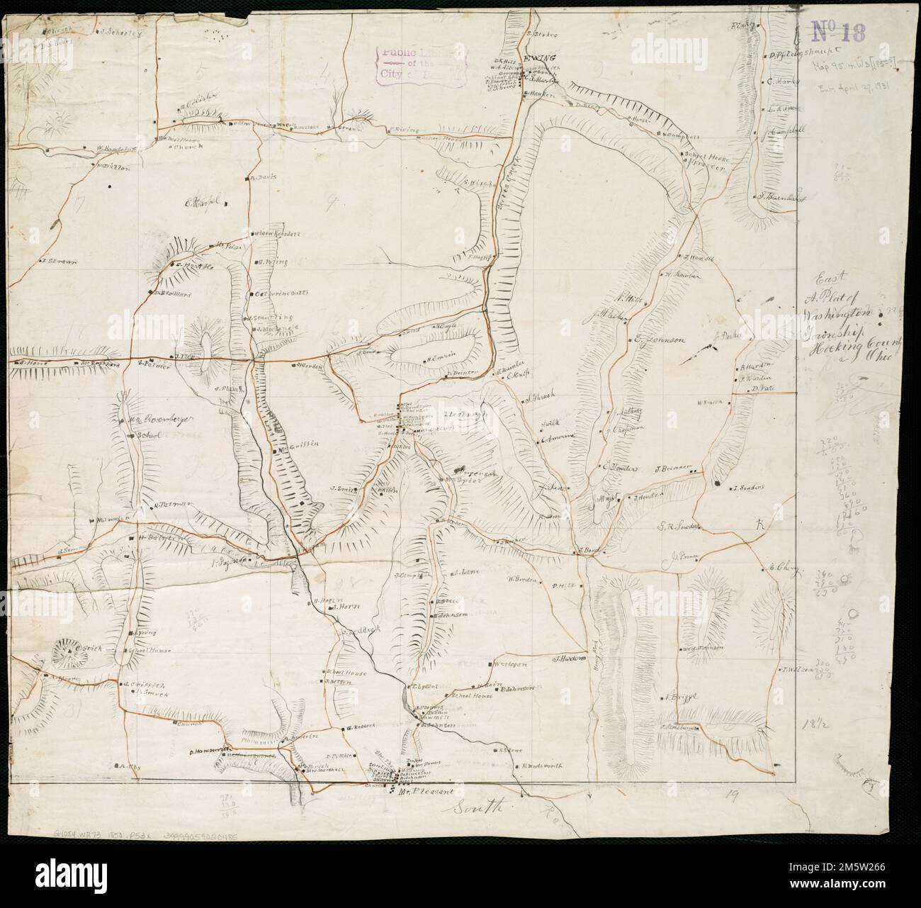 A plat of Washington Township, Hocking County Ohio. Manuscript map ...