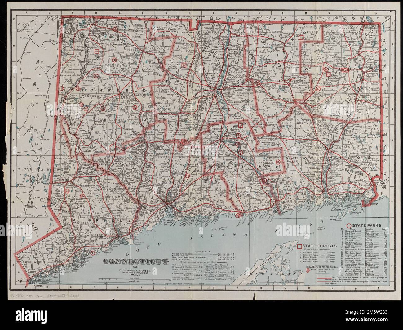 Connecticut. Relief shown by hachures. Shows electric and steam ...