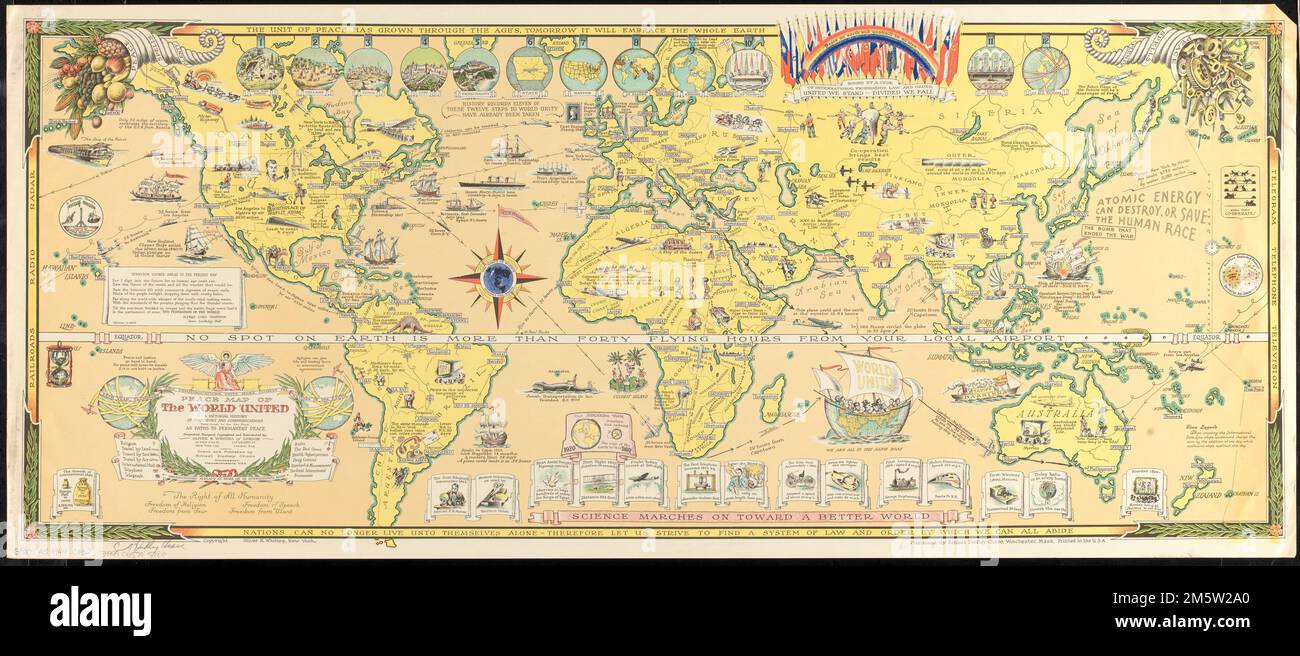 Peace map of the world united : a pictorial history of transportation ...